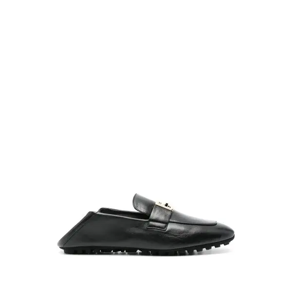 Fendi Calf Leather Ff-motif Loafers - Black