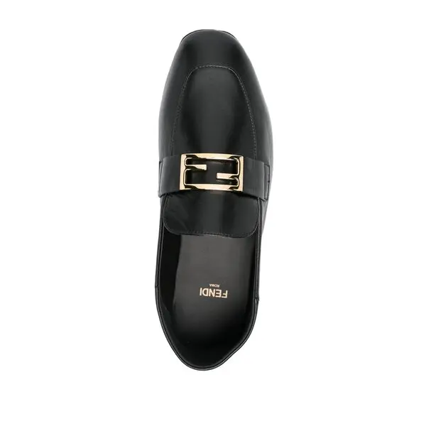 Fendi Calf Leather Ff-motif Loafers - Black