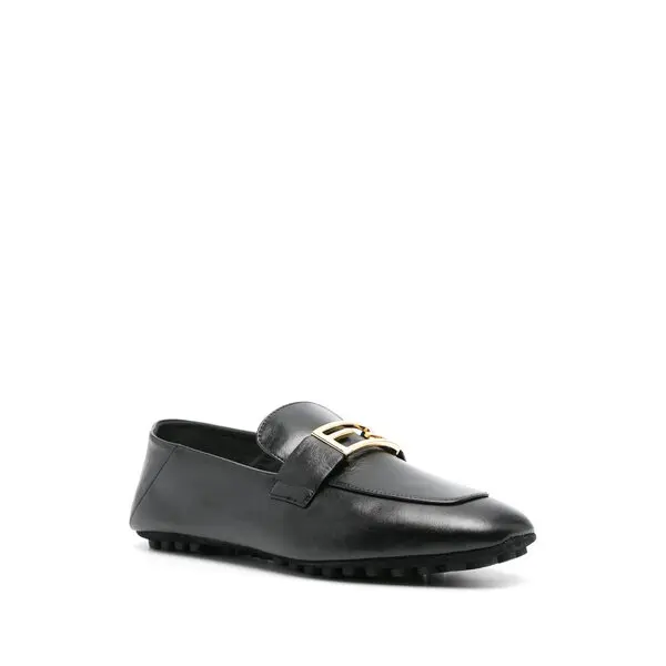 Fendi Calf Leather Ff-motif Loafers - Black