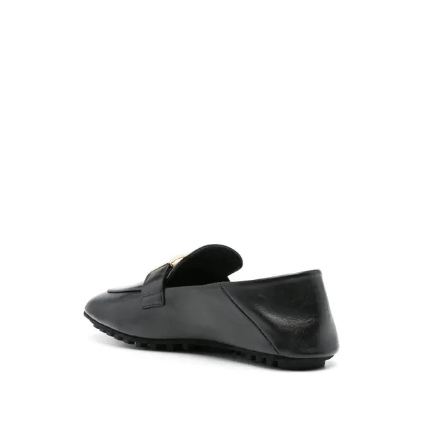 Fendi Calf Leather Ff-motif Loafers - Black