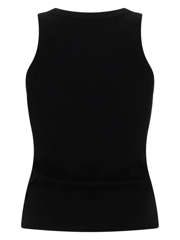 Palm Angels Ribbed Logo Tank Top - Black