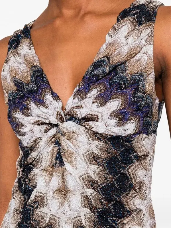 Missoni V-neck Zigzag Knit Top - Multicolor