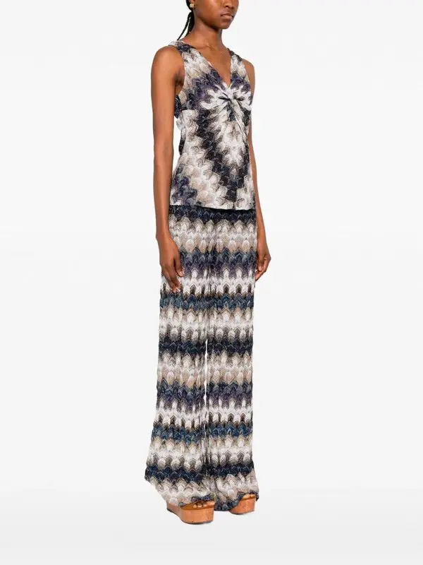 Missoni V-neck Zigzag Knit Top - Multicolor