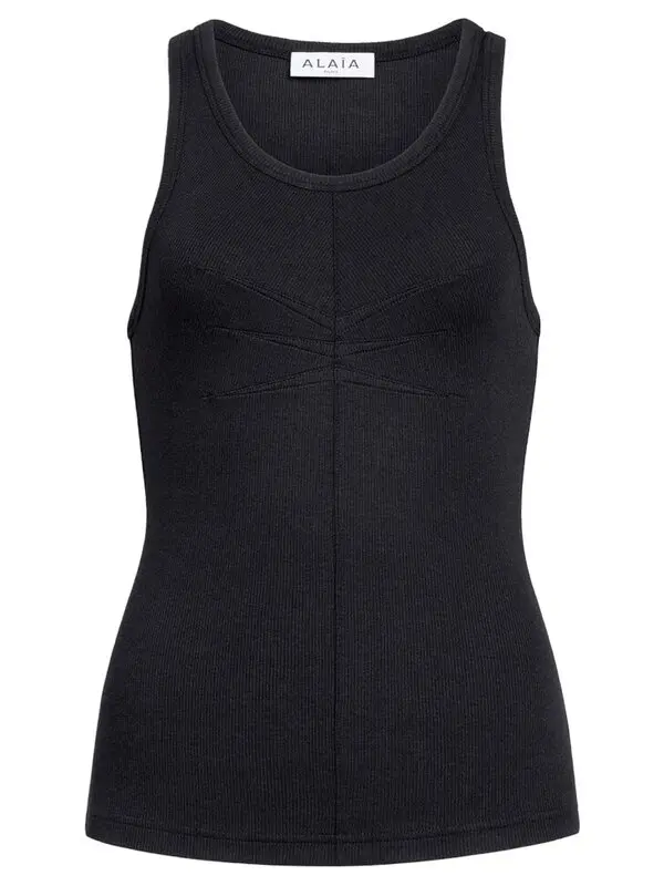 Alaïa Darts Cotton Tank Top - Black
