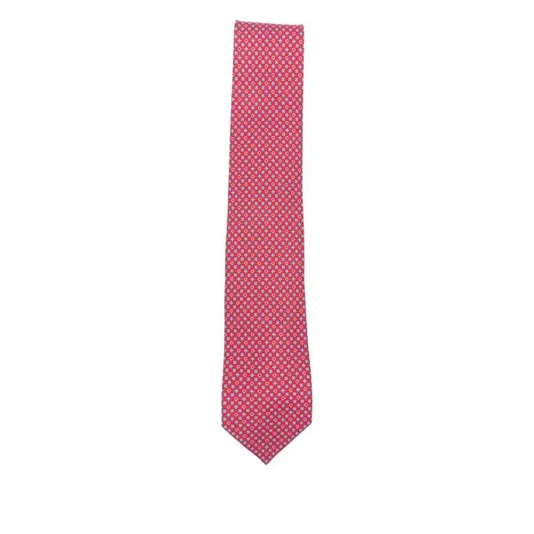 FERRAGAMO Silk Neck Tie With All-over Pattern - Red