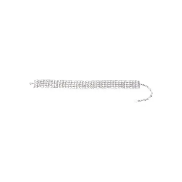 SELF-PORTRAIT Crystal Embellished Choker Necklace - Silver