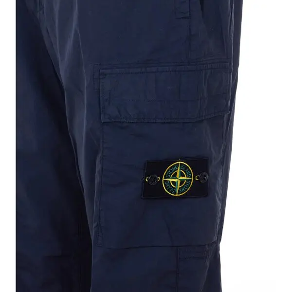 Stone Island Logo Cargo Pants - Blue