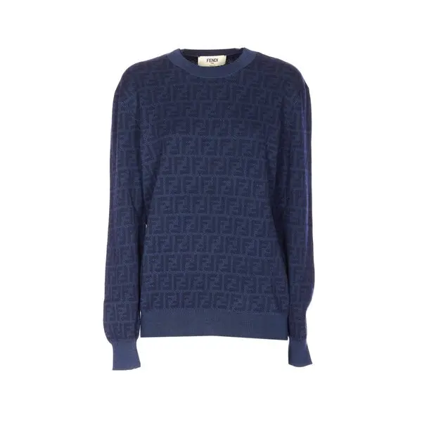 Fendi Ff Logo Crew Neck Long Sleeve Sweater