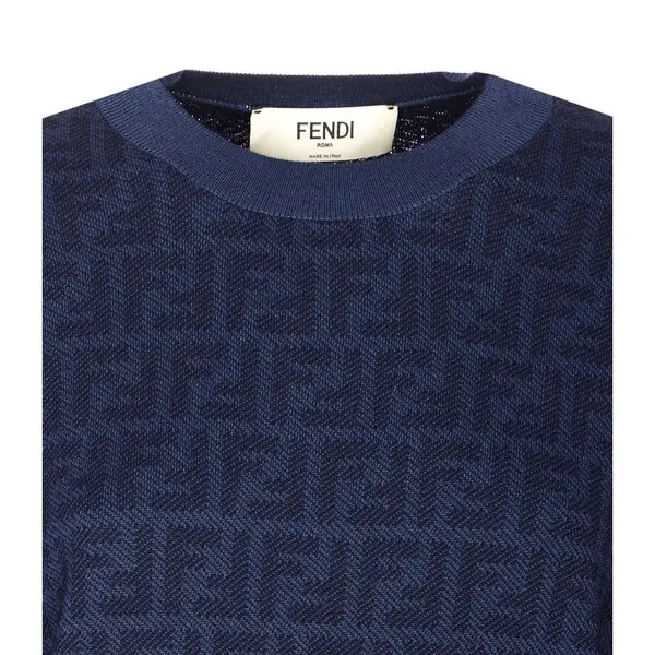 Fendi Ff Logo Crew Neck Long Sleeve Sweater