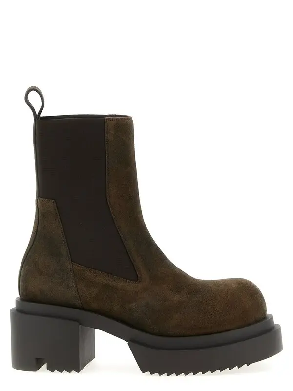 Rick Owens Beatle Bogun Suede Chelsea Boots - Brown