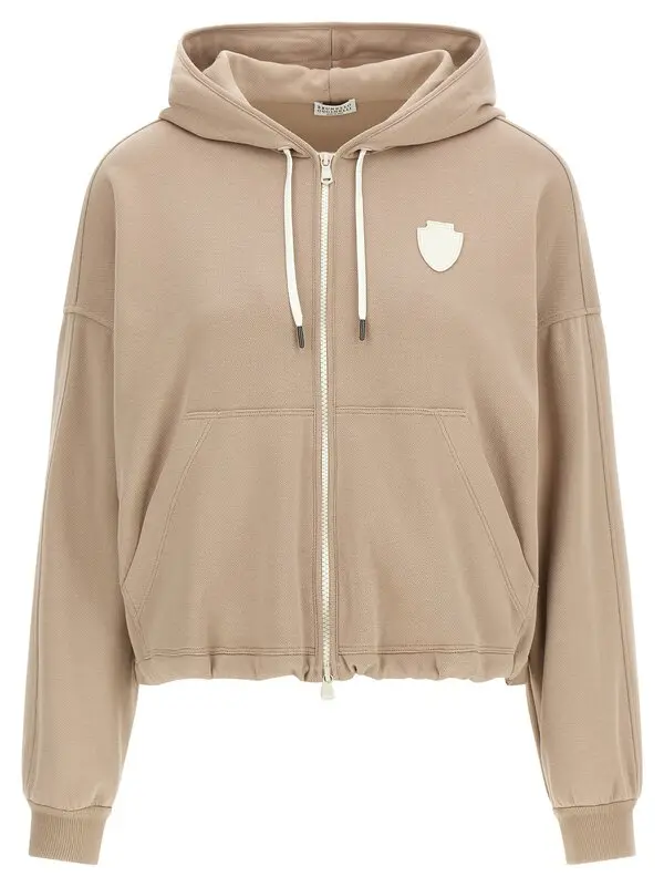 Brunello Cucinelli Zip-up Hoodie With Heraldic Patch