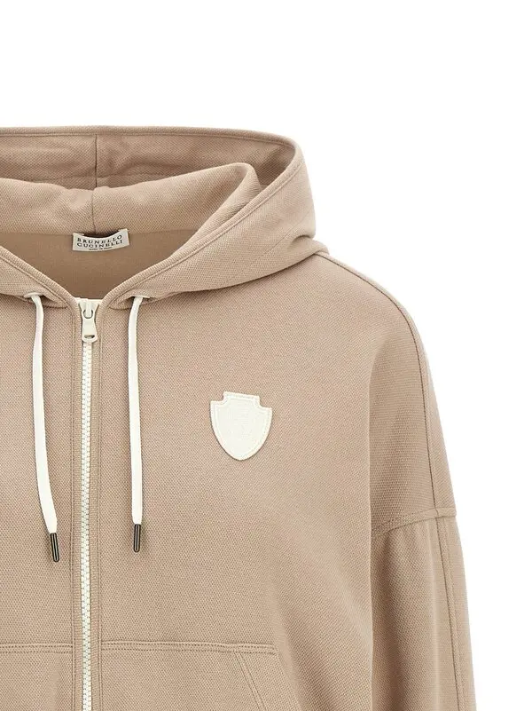 Brunello Cucinelli Zip-up Hoodie With Heraldic Patch
