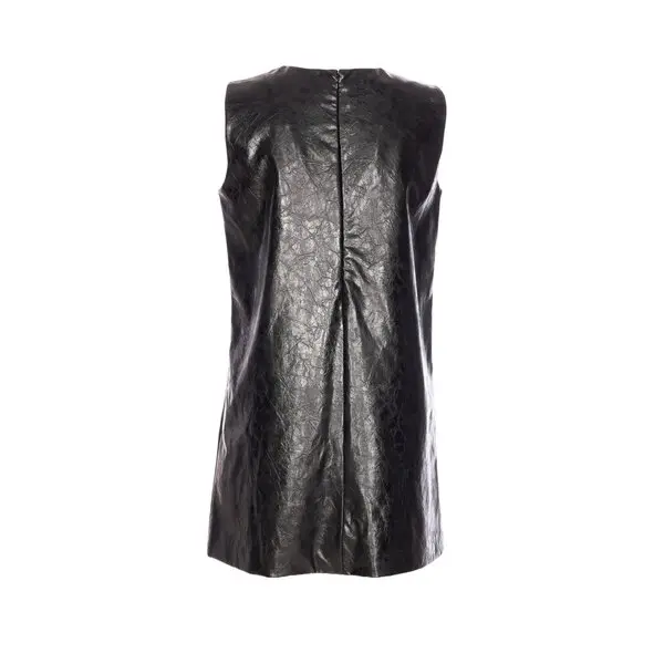 DIESEL® Leather Effect Sleeveless Crew Neck Dress - Black