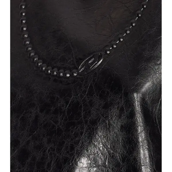 DIESEL® Leather Effect Sleeveless Crew Neck Dress - Black