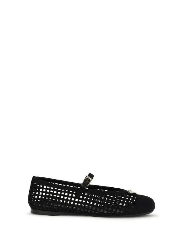 Prada Crochet Ballerinas With Buckle Detail