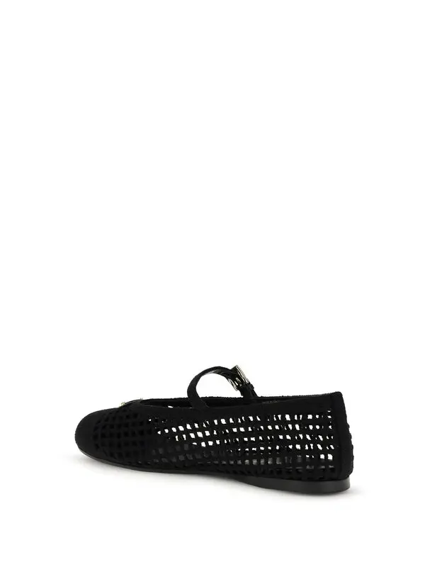 Prada Crochet Ballerinas With Buckle Detail
