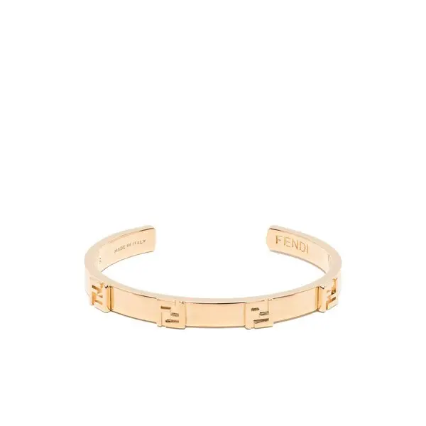 Fendi Tone Logo Detail Open Cuff Bracelet - Gold