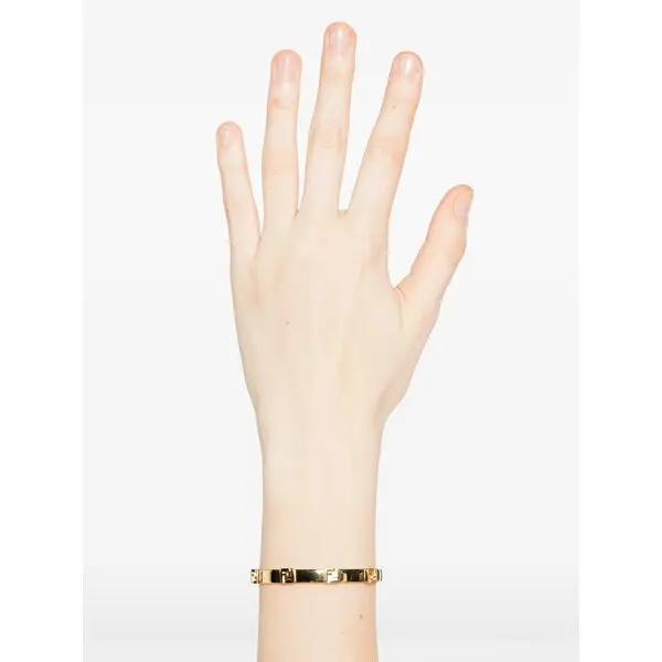 Fendi Tone Logo Detail Open Cuff Bracelet