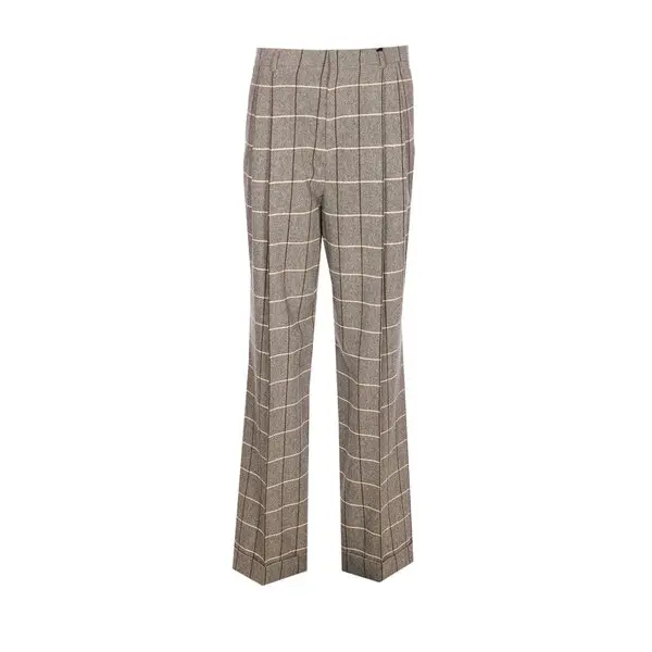 Valentino Garavani Wool Trousers With Check Print - Gray