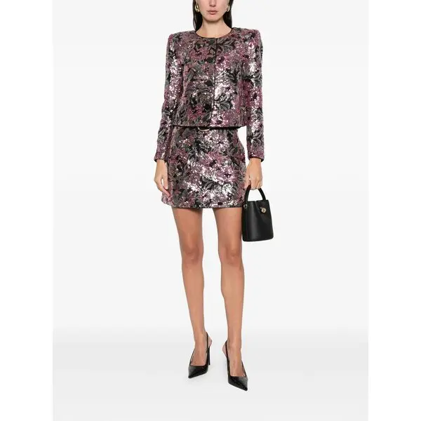 SELF-PORTRAIT A-line Skirt With Floral Pattern And Sequin Embellishment