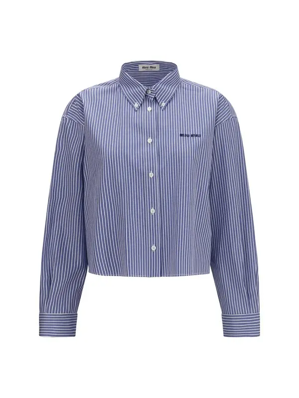 Miu Miu Striped Cotton Shirt - Blue