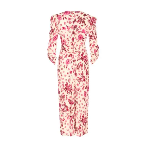 Isabel Marant Étoile Silk Blend Floral Print V-neck 3/4 Sleeve Dress - Pink