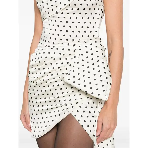 SELF-PORTRAIT Polka Dot One-shoulder Asymmetric Dress