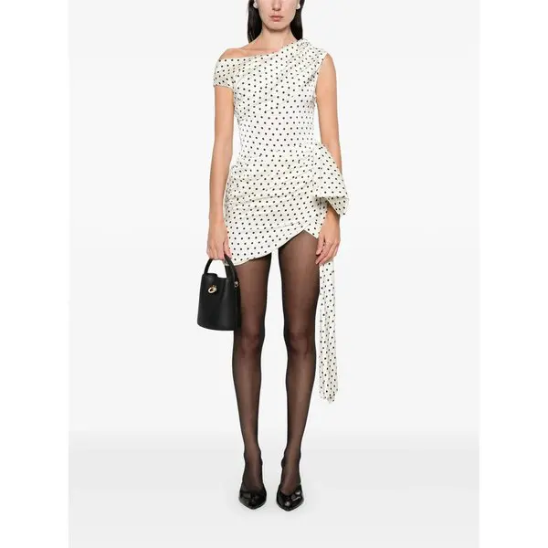 SELF-PORTRAIT Polka Dot One-shoulder Asymmetric Dress