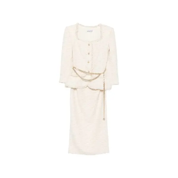 SELF-PORTRAIT Polka Dot One-shoulder Asymmetric Dress - Cream