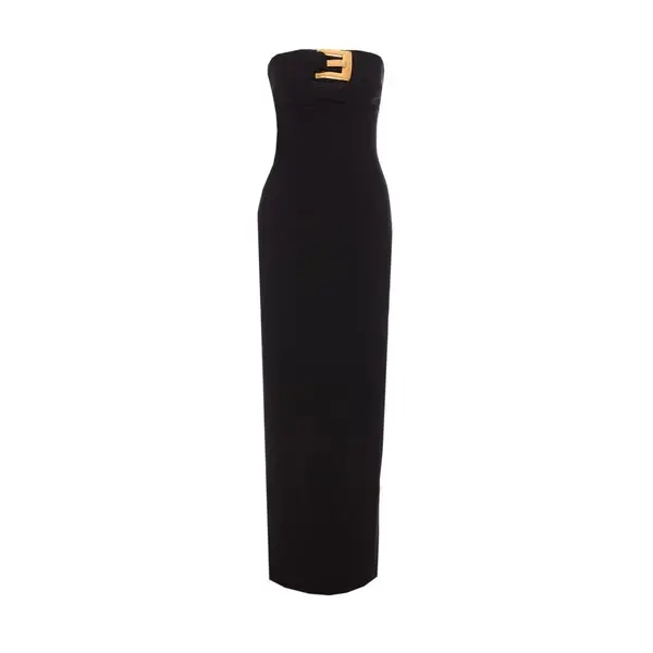 Balmain Belted Bustier Long Dress - Black