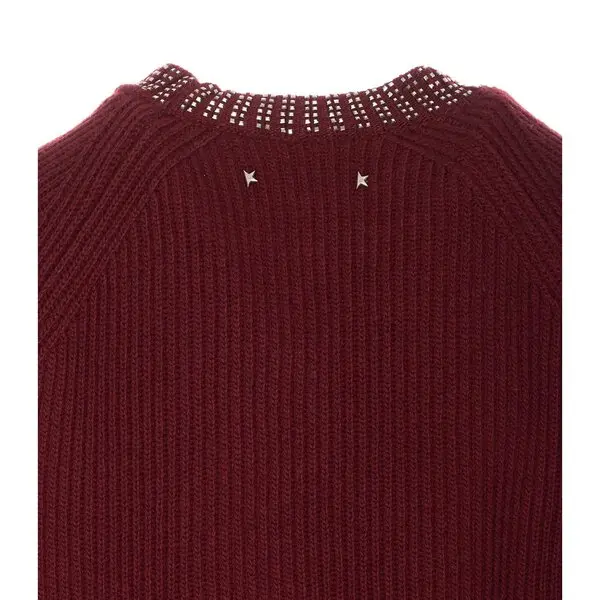 GOLDEN GOOSE Embroidered Rhinestone Crew Neck Sweater