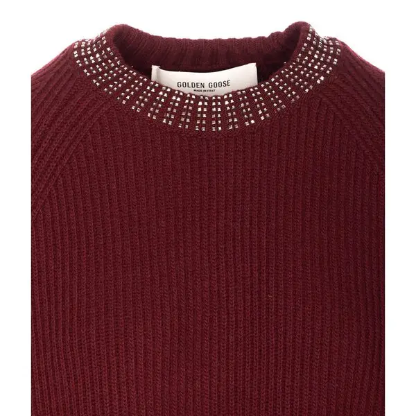 GOLDEN GOOSE Embroidered Rhinestone Crew Neck Sweater