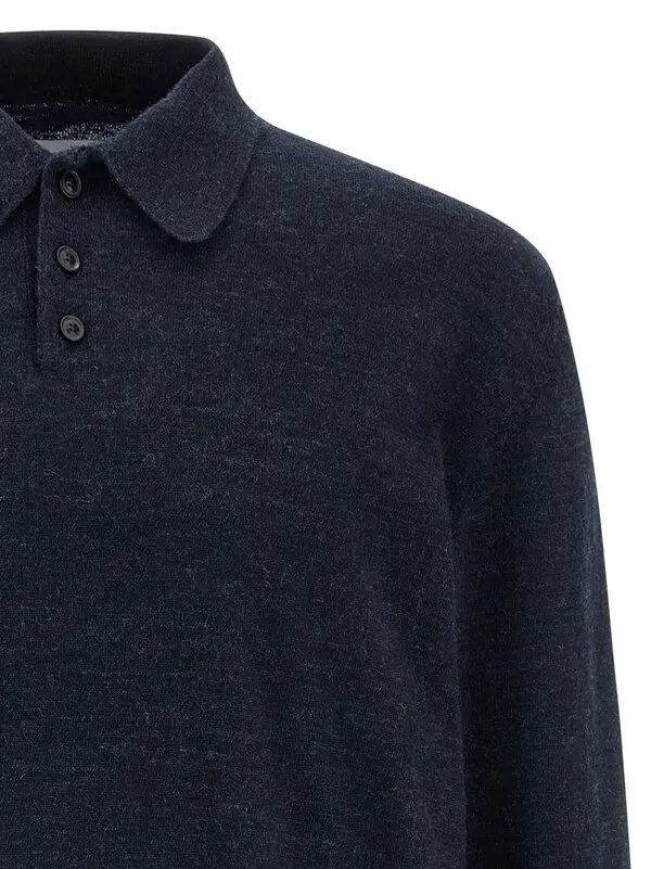 MAISON MARGIELA Suede Patch Polo Shirt - Blue