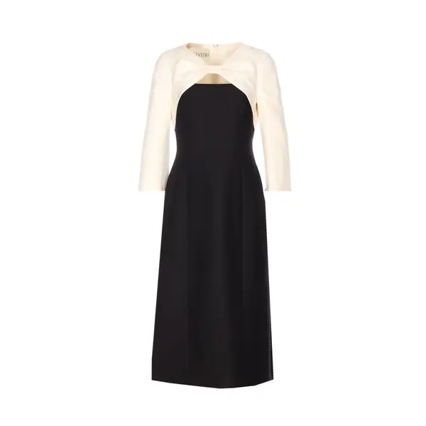 Valentino Garavani Midi Crepe Couture Dress With Bow Detail And Cut-out