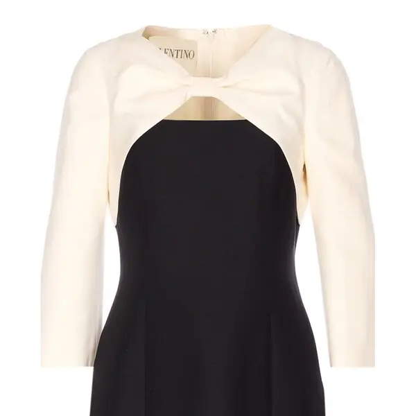 Valentino Garavani Midi Crepe Couture Dress With Bow Detail And Cut-out