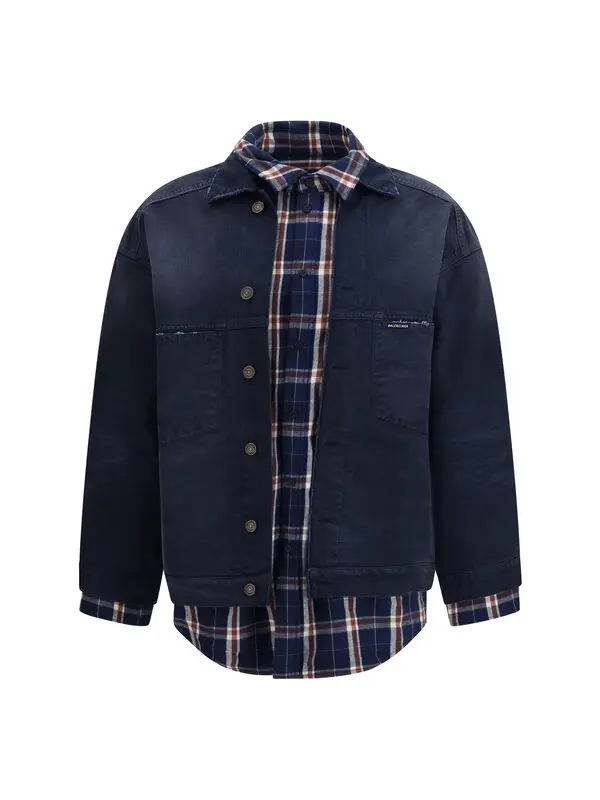Balenciaga Patched Shirt Jacket - Blue