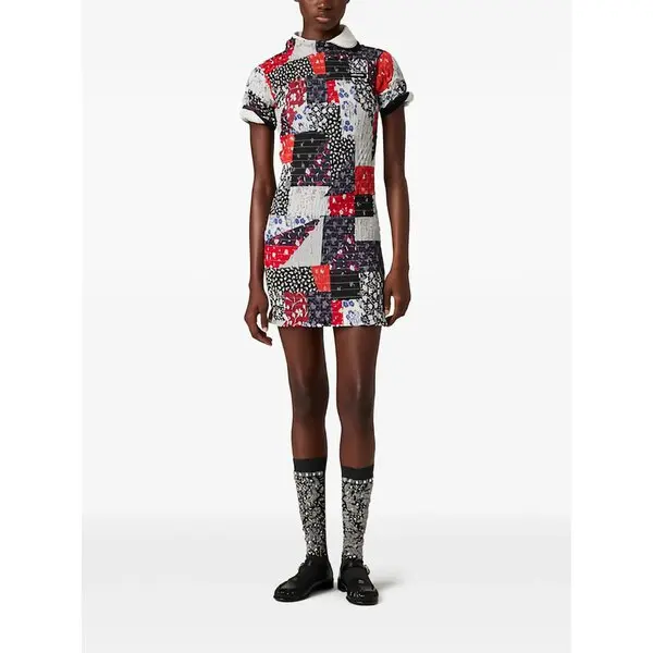 Miu Miu Patchwork Floral Print Day Dress - Blue