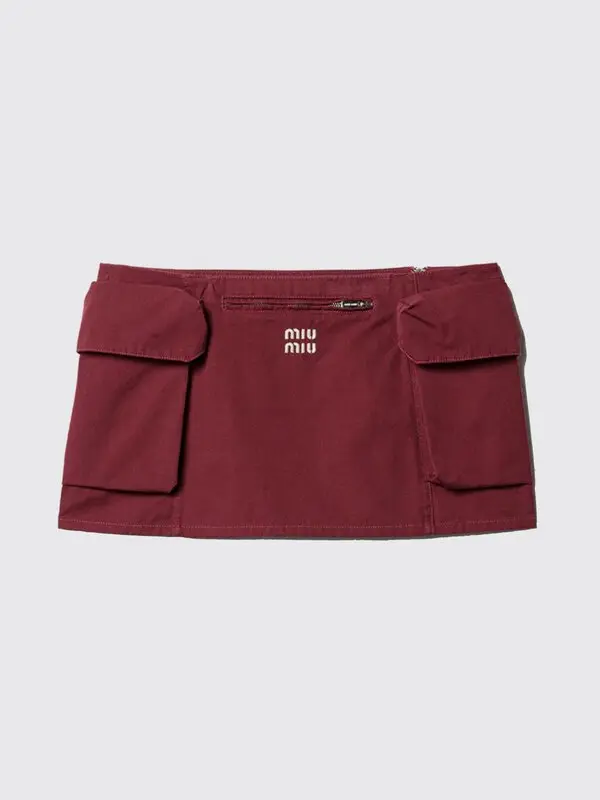 Miu Miu Cotton Skirt With Pocket Detail