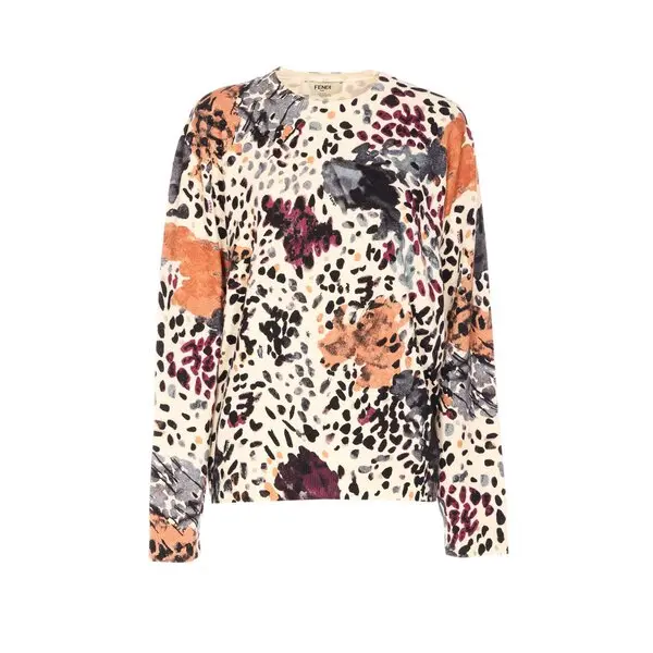 Fendi Effect Graphic Print Long-sleeve Crew Neck Sweater - Multicolor