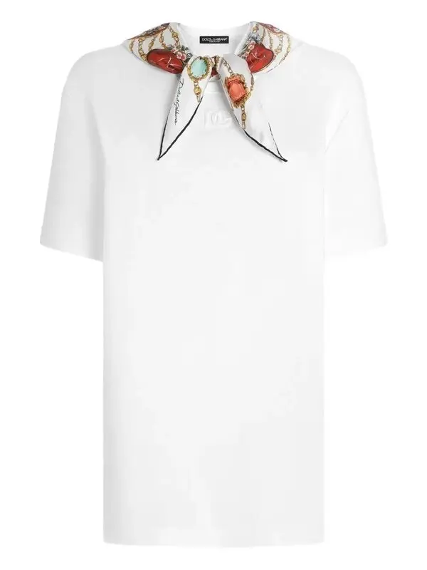 Dolce & Gabbana Short Sleeve T-shirt With Scarf Detail - Multicolor