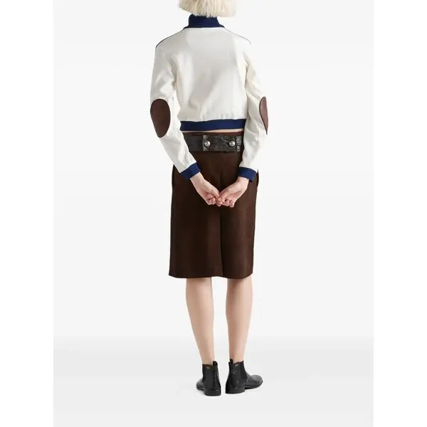 Prada Performance Track Jacket With Leather Elbow Patches - White