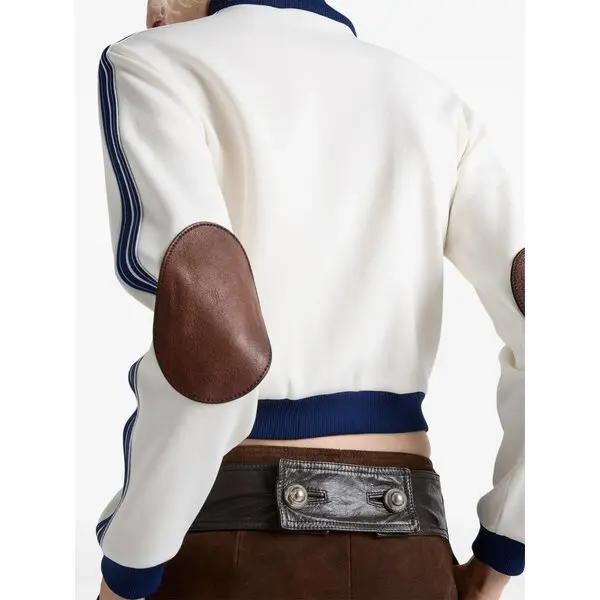Prada Performance Track Jacket With Leather Elbow Patches - White
