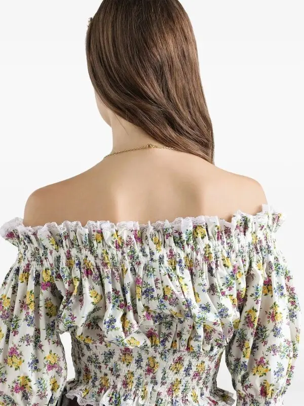 Dolce & Gabbana Off-the-shoulder Printed Cotton Top
