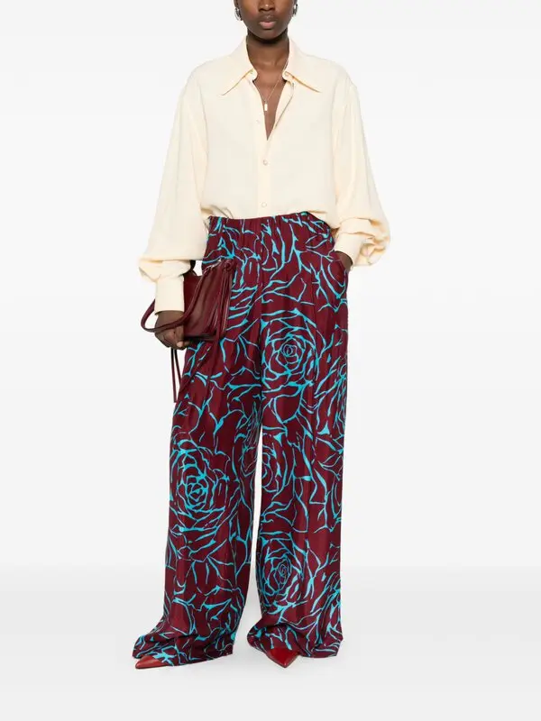 Dries Van Noten Pila Wide-leg Floral Print Trousers - Multicolor