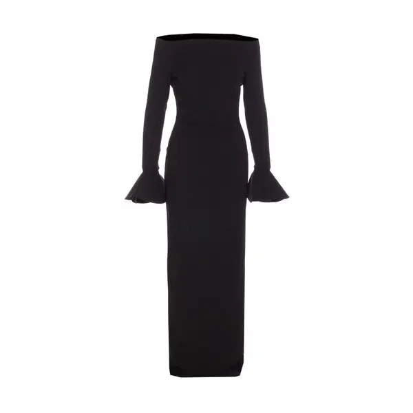 Solace London Anica Maxi Dress With Flared Sleeves - Black