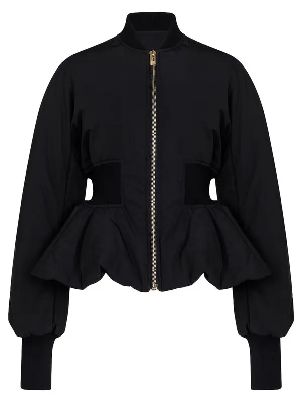 Alaïa Peplum Bomber Jacket - Black