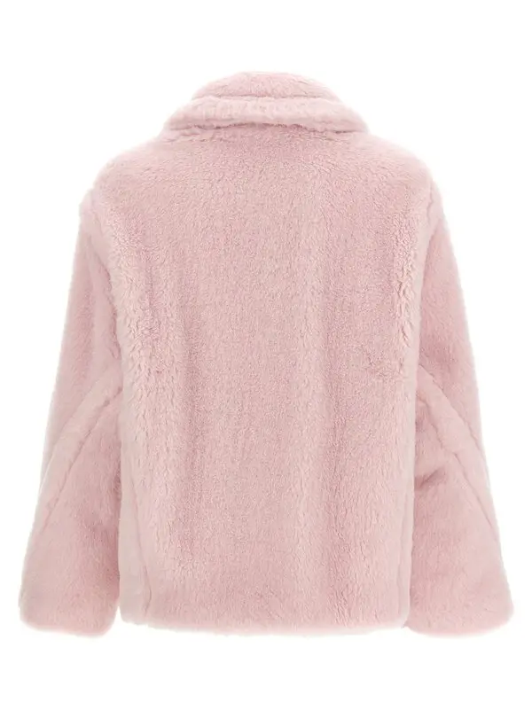 Max Mara Mxmfuggito Short Coat In Alpaca And Wool Teddy - Pink