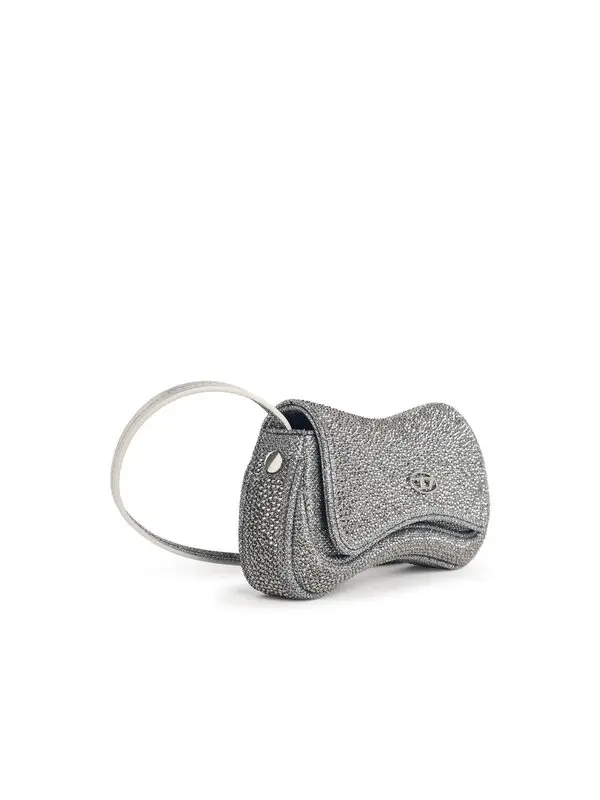 DIESEL® Play Clutch In Silver Glitter Fabric - Gray