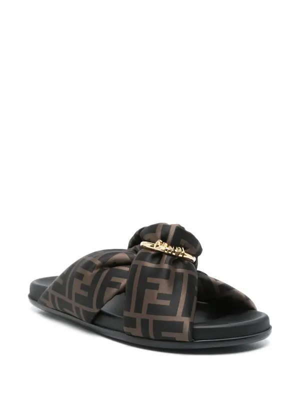 Fendi Ff" Logo Twist Slide Sandals - Multicolor