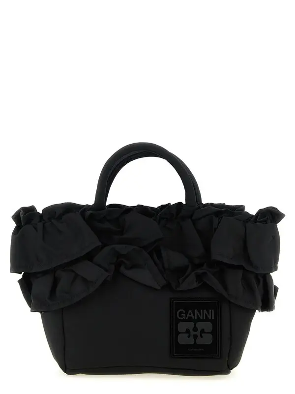 GANNI Mini Shopper Ruffle Handbag